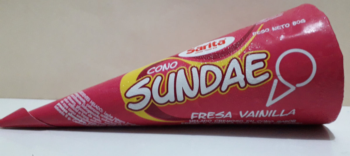 Cono Sundae Fresa-Vainilla sarita 80G – Auto Pulpe